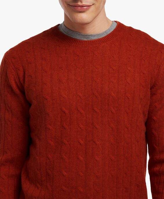 Cable-Knit Crew-Neck Sweater in Rust | Brooks Brothers® EU