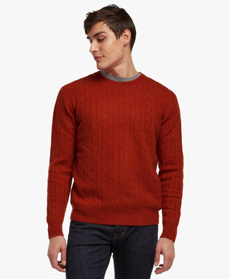 Cable-Knit Crew-Neck Sweater in Rust | Brooks Brothers® EU